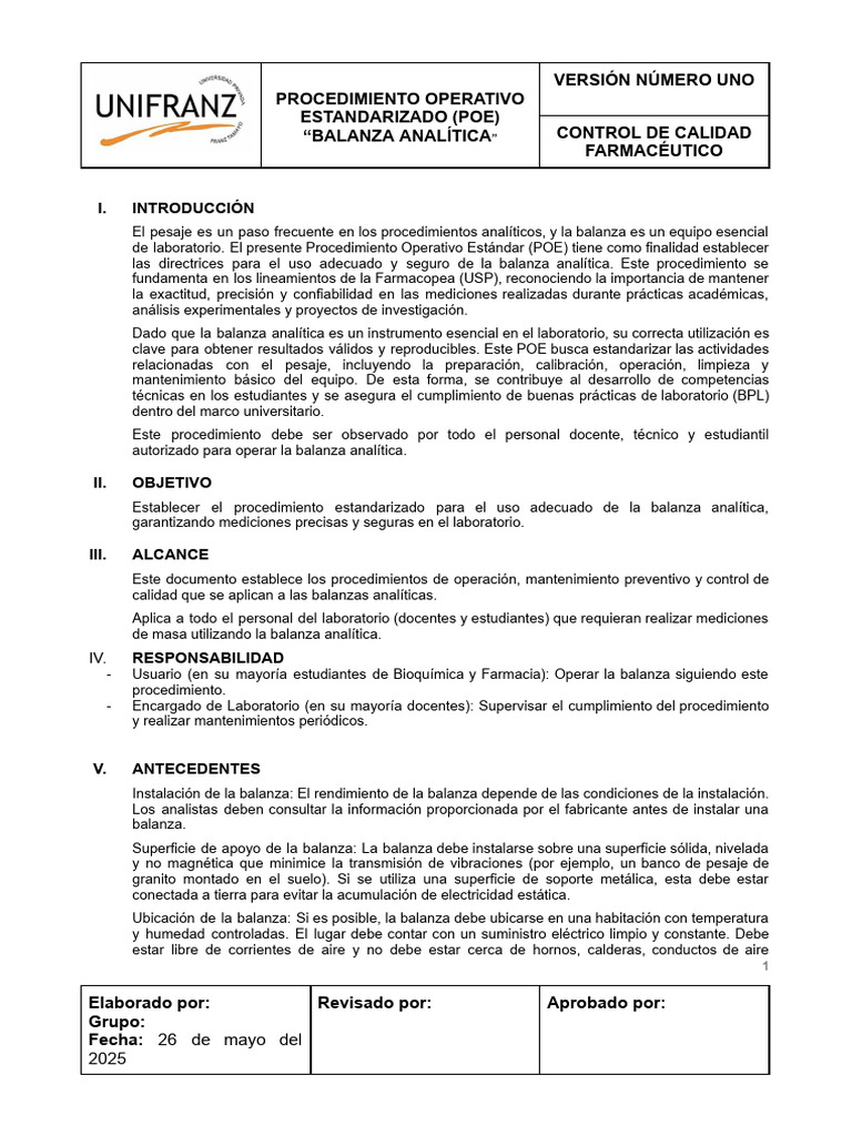 Poe Balanza Analítica CCF | PDF | Balanza | Laboratorios