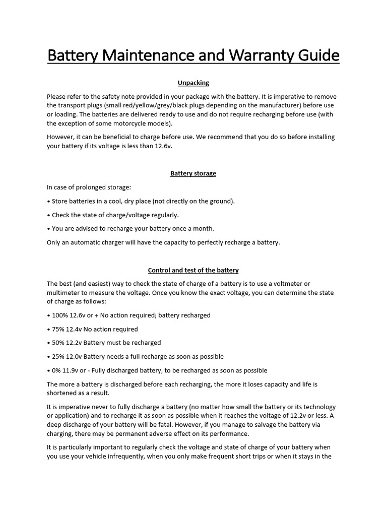 Battery Maintenance and Warranty Guidegz3afVbACumG6oEaSekRbS3JRe | PDF ...