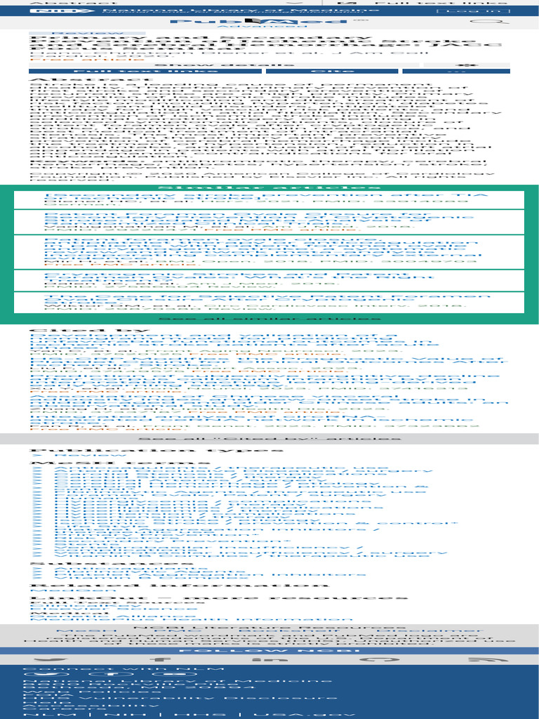 Primary and Secondary Prevention of Ischemic Stroke and Cerebral Hemorrhage JACC Focus Seminar ...