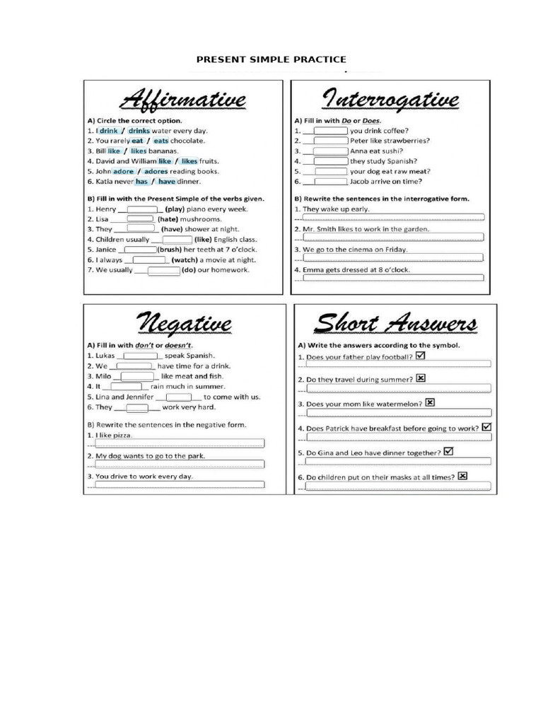 Present Simple Practice | PDF