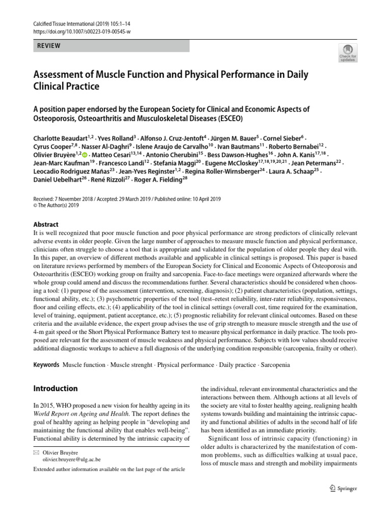 2019 Assessment of Muscle Function and Physical Performance in Daily ...