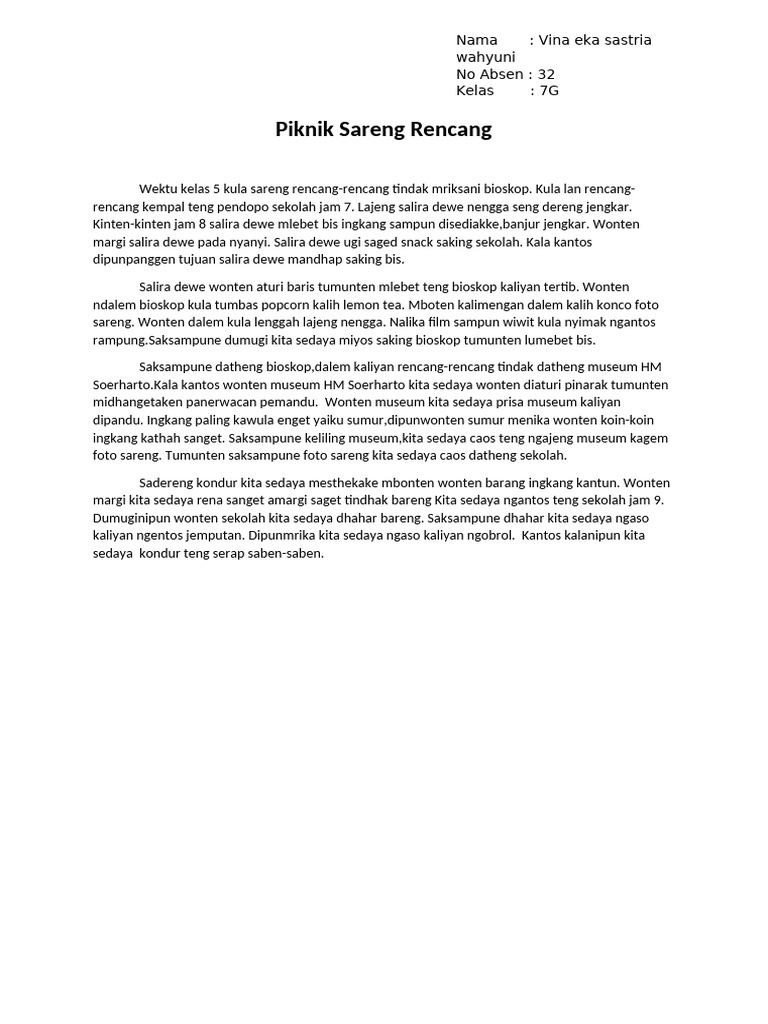 Piknik Sareng Rencang | PDF
