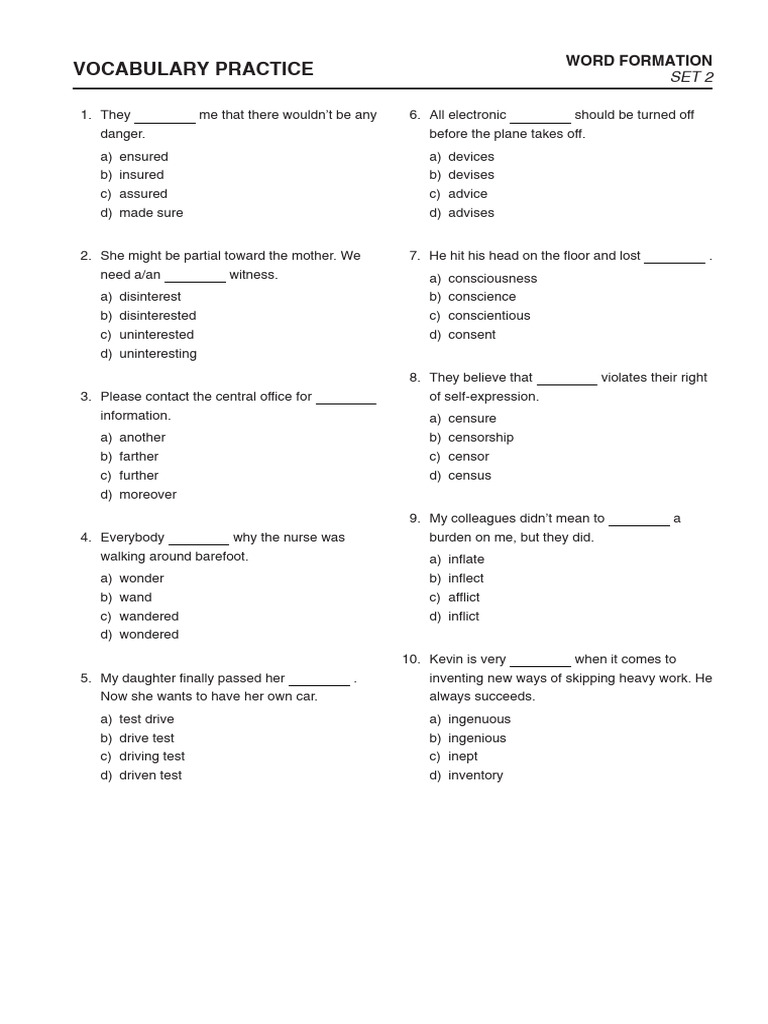 Word Formation-Set 2 | PDF