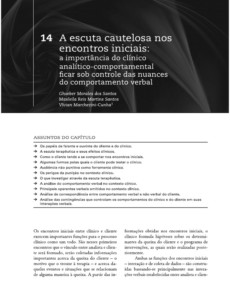 A Escuta Cautelosa Nos Encontros Iniciais | PDF