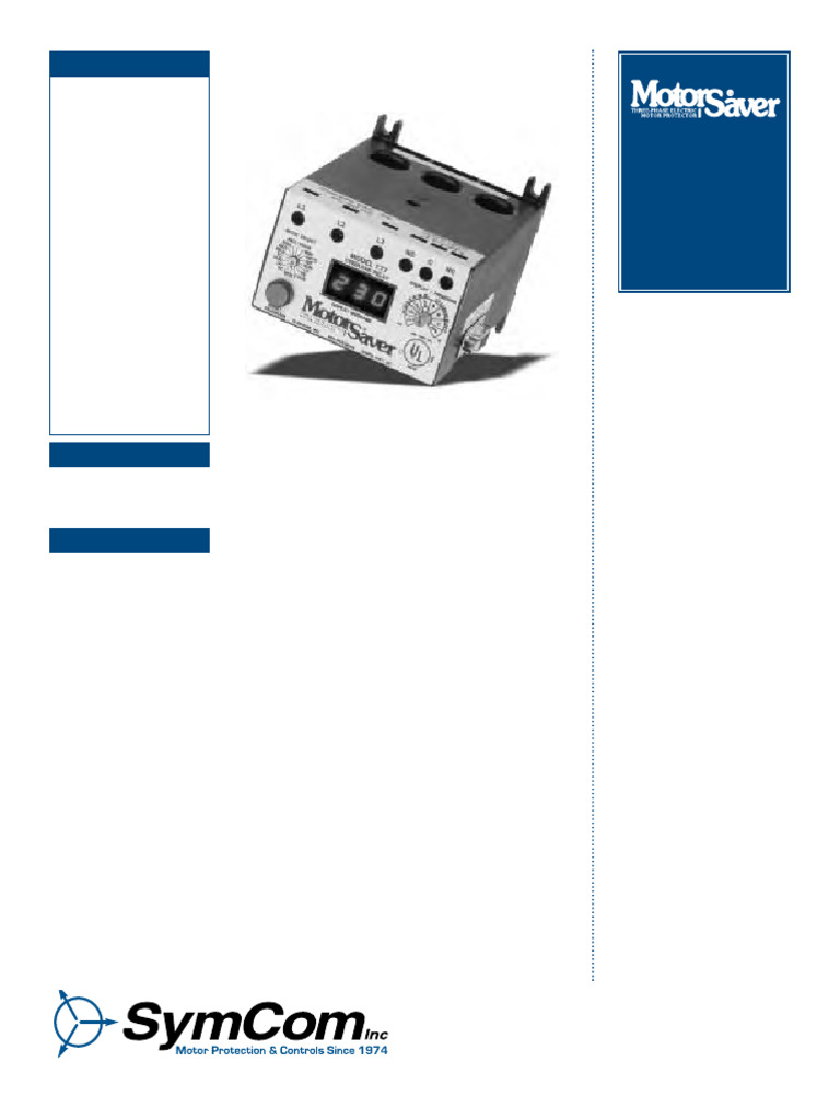 SymCom MotorSaver777 Ds | PDF | Amplifier | Alternating Current