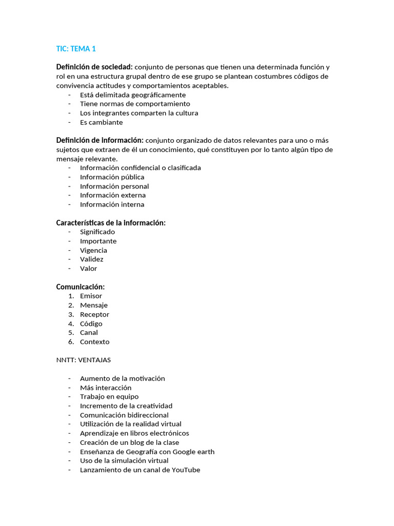 Definición de Sociedad:: Tic: Tema 1 | PDF | Almacenamiento de datos de la computadora | Memoria ...