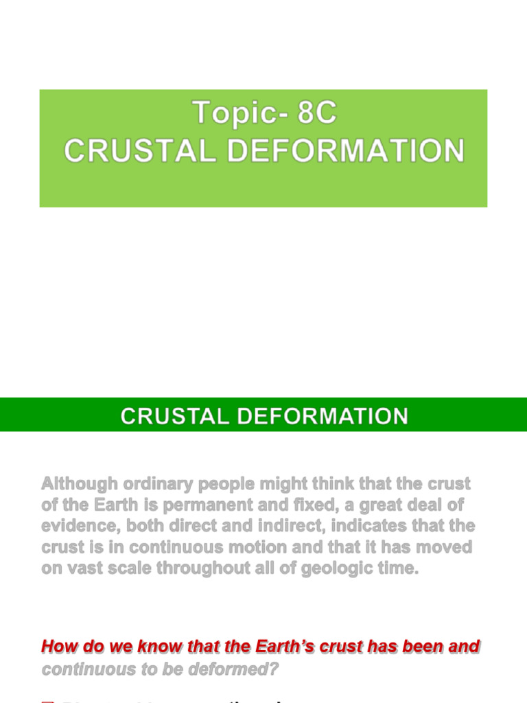 Topic 8C - Crustal Deformation | PDF | Fault (Geology) | Solid Mechanics