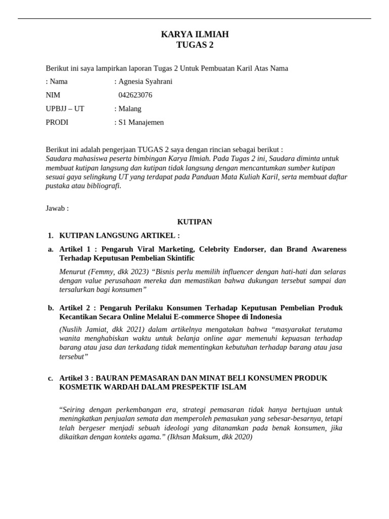 Tugas 2 Karil Ut Agnesia Syahrani | PDF
