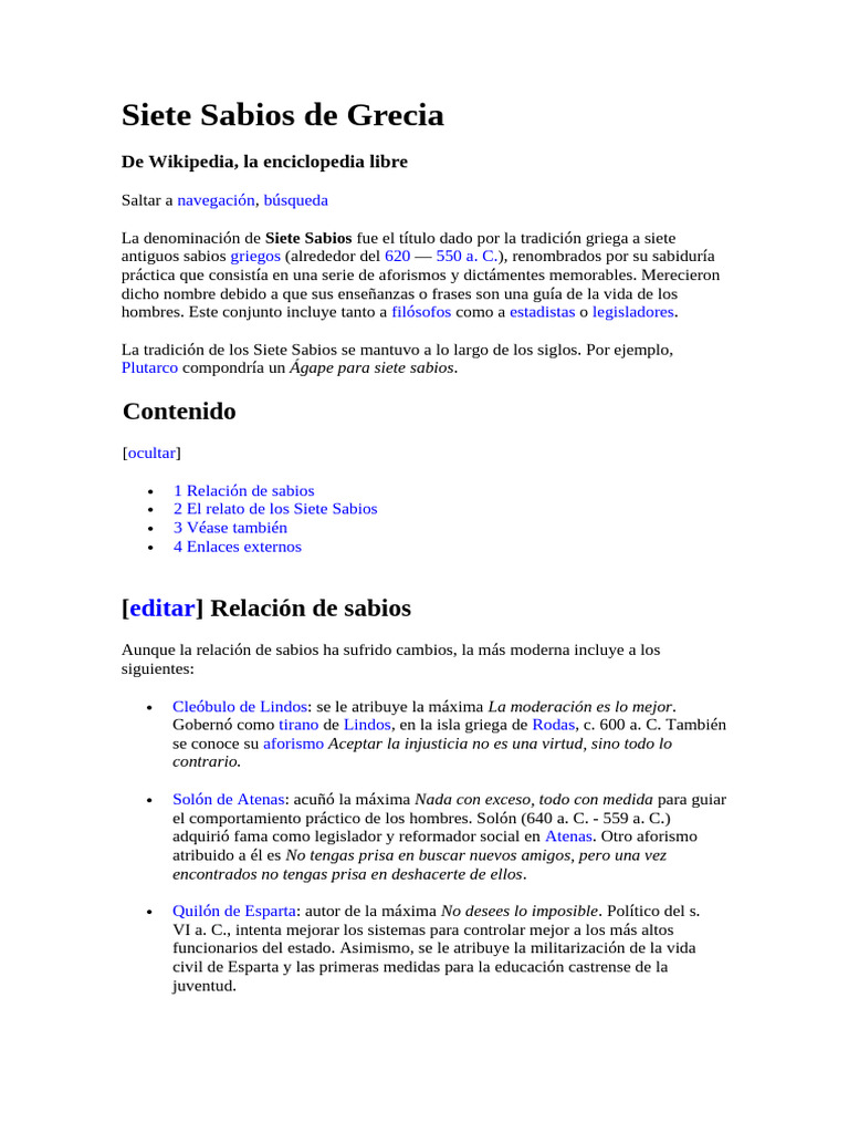 Los Siete Sabios de Grecia | PDF | Antigua Grecia