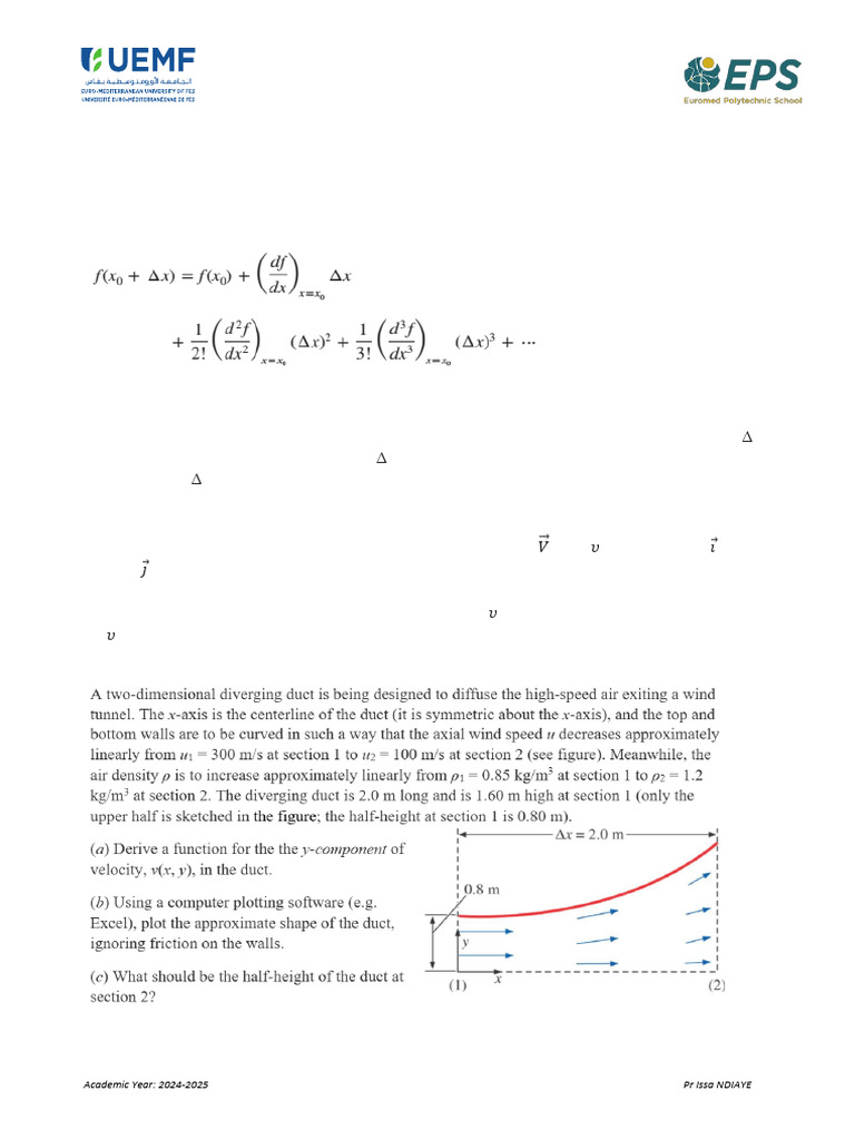 Fluid Mechanics Tutorial: Taylor Series & Flow Analysis | PDF