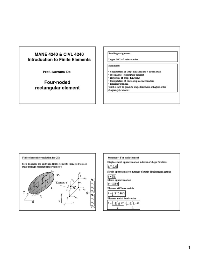 4 Node Quad | Download Free PDF | Finite Element Method | Mechanics