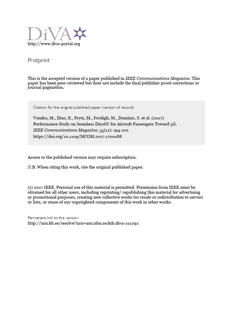 Performance Study On Seamless Da2gc For Aircraft Passengers 2t69z2aw2e | PDF | Information And ...