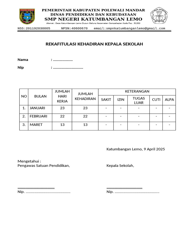 Rekap Absen Kosong | PDF