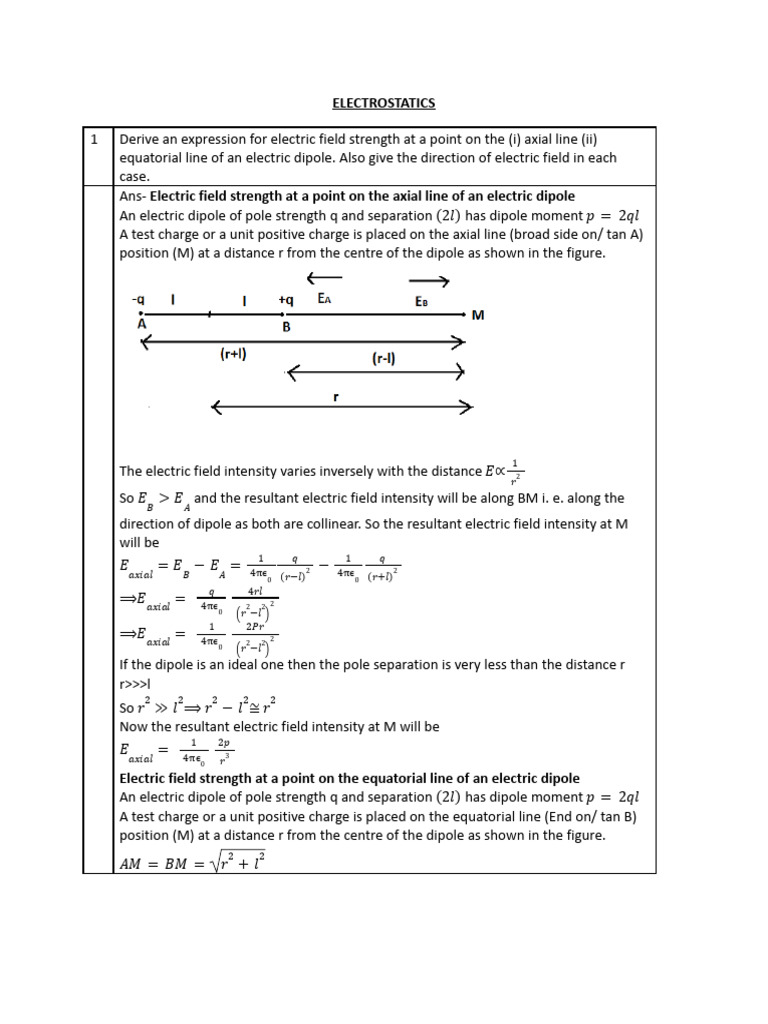 Unit-1 Electrostatics LQ | PDF | Capacitance | Capacitor