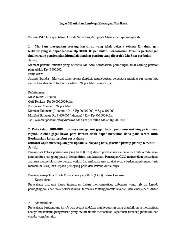 Tugas 3 Bank Dan Lembaga Keuangan Non Bank | PDF
