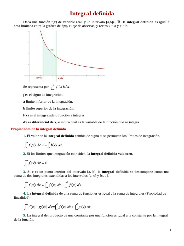 Integral Definida: Propiedades y Aplicaciones | PDF | Integral ...