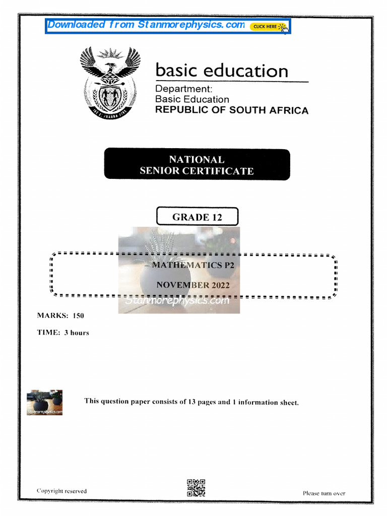 NSC Maths Grade 12 November 2022 P2 and Memo | PDF