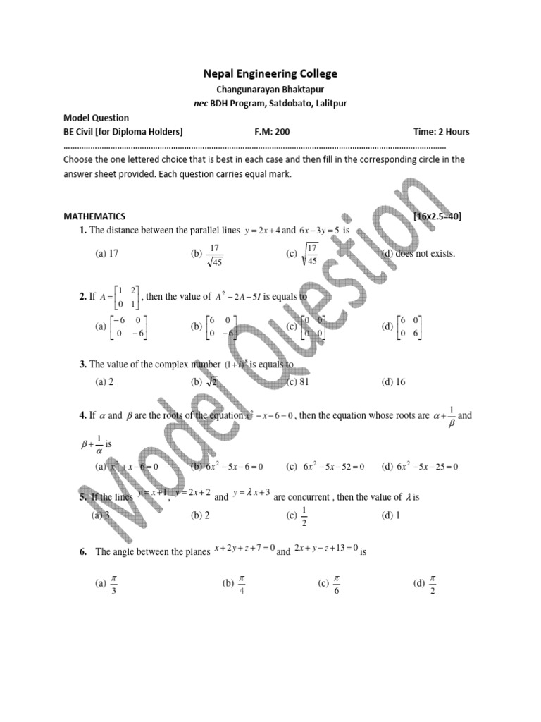 Model Question Engg. Drawing I MTU | PDF | Geometry