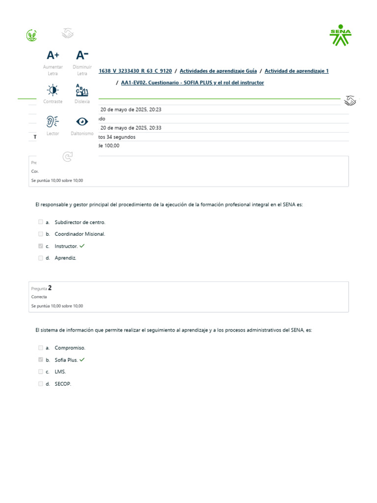 AA1-EV02. Cuestionario - SOFIA PLUS y El Rol Del Instructor - Revisión ...