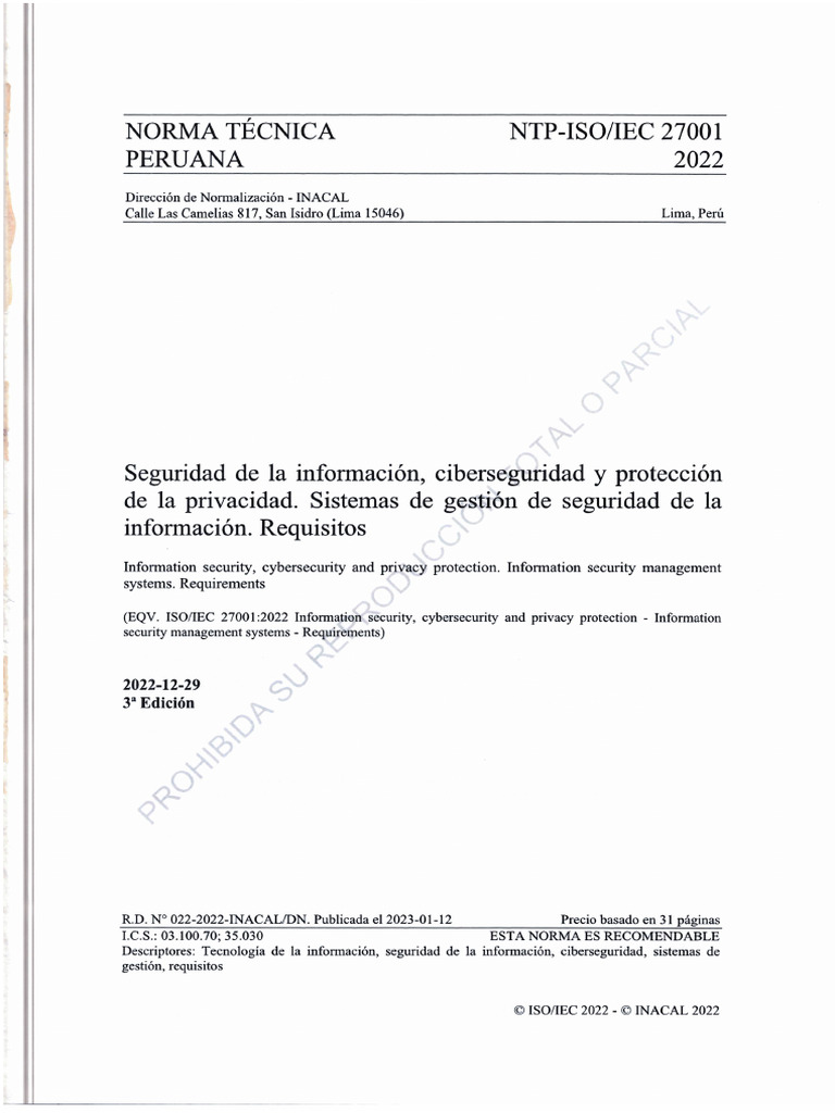 NTP Iso 27001 2022 | PDF
