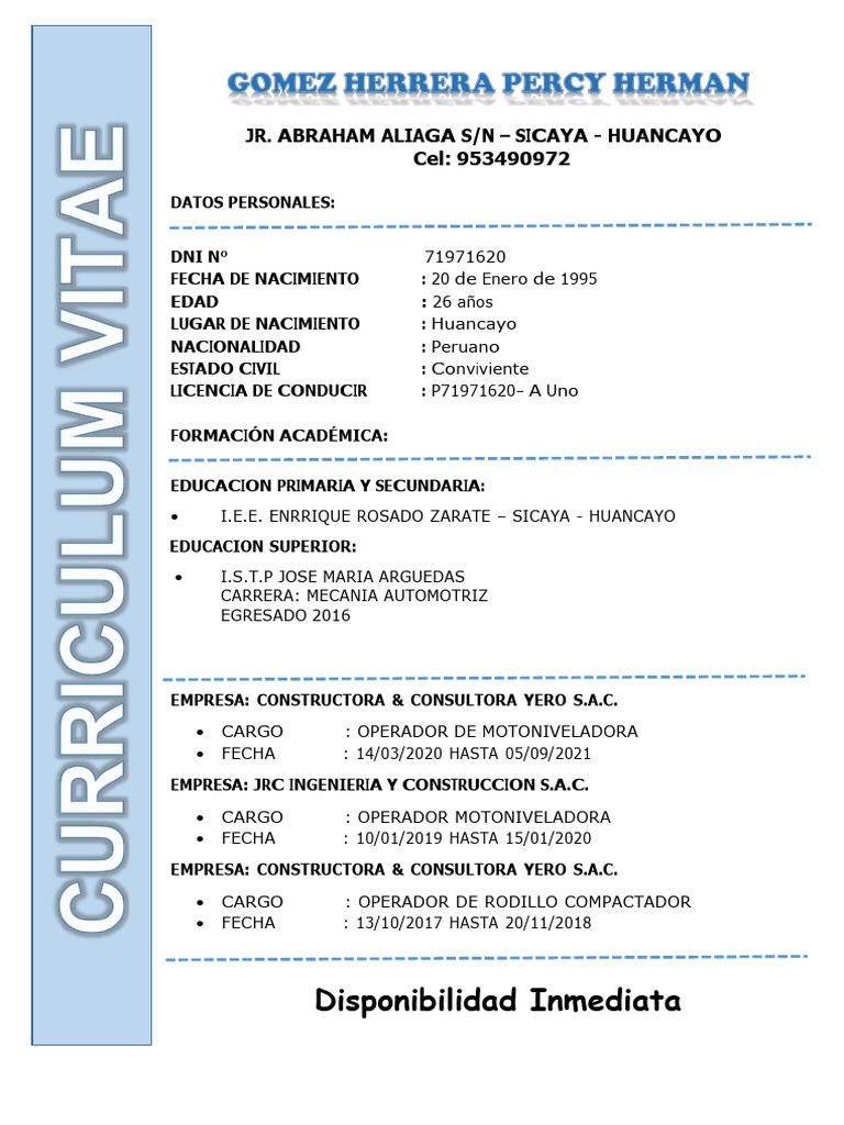 C.V. Percy Hernan 1 | PDF