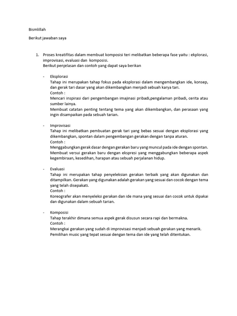Contoh Improvisasi Gerak Tari Anak | PDF