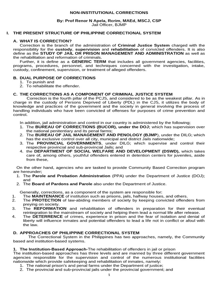 Non Institutional Corrections | PDF | Probation | Pardon