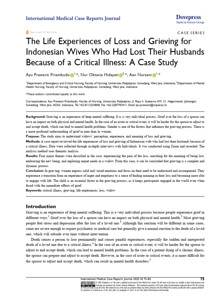 The Life Experiences of Loss and Grieving For | PDF | Grief | Social ...