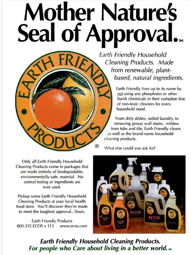 Earth Friendly Cleaning Products | PDF
