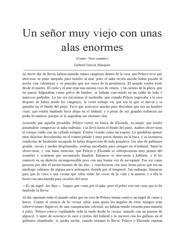 Un Señor Muy Viejo Con Unas Alas Enormes | PDF