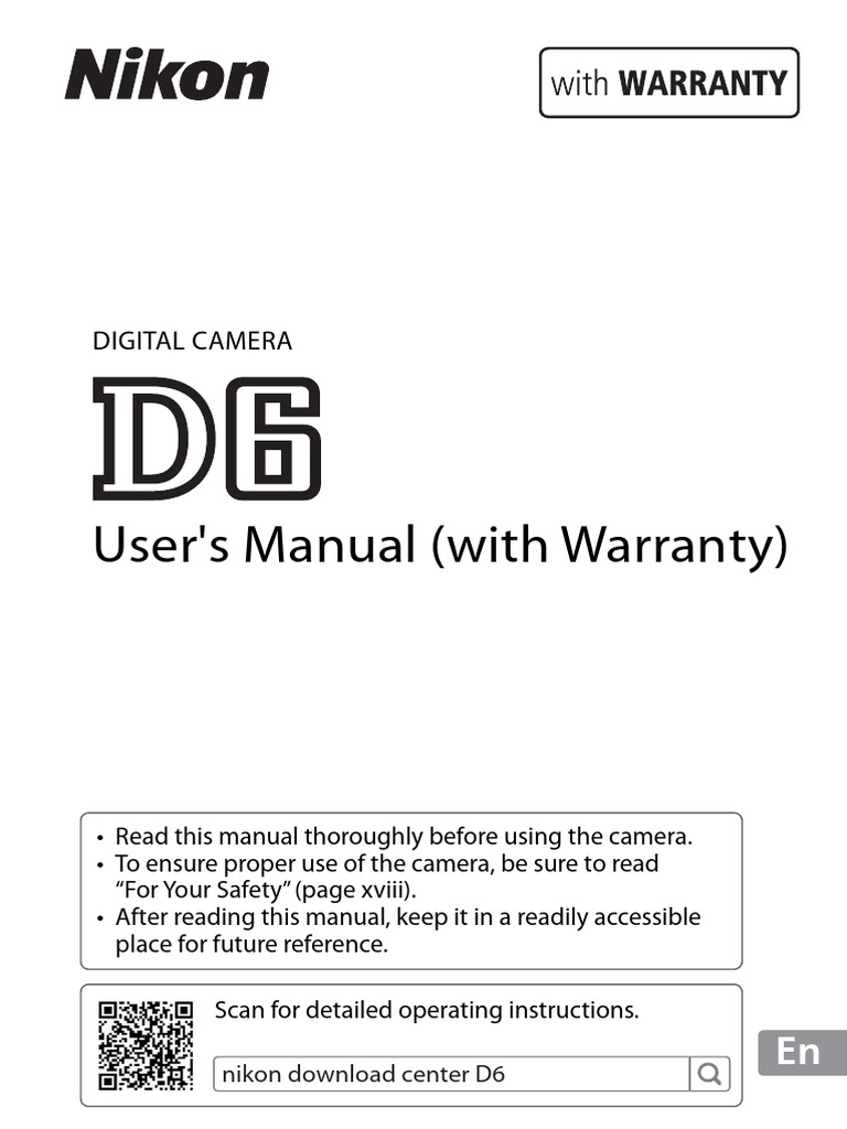 Nikon D6 Camera User Manual | PDF | Live Preview | Camera