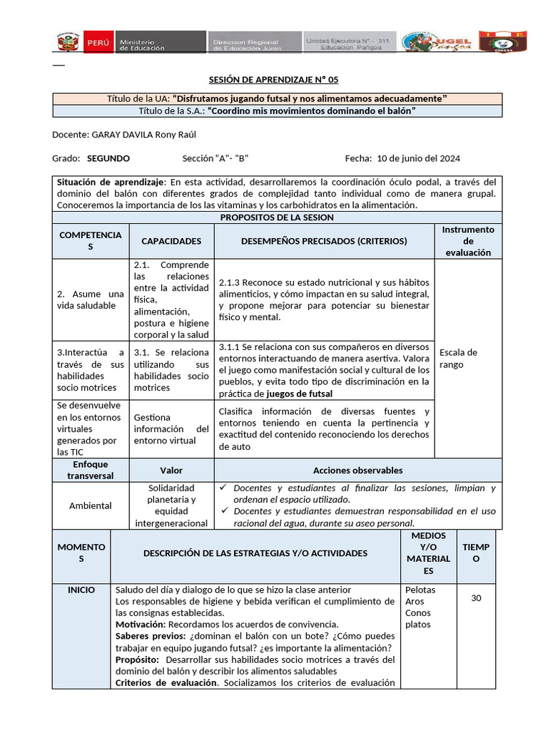 Sesión 05-Iiiu 1°2° E.fisica | PDF | Aprendizaje