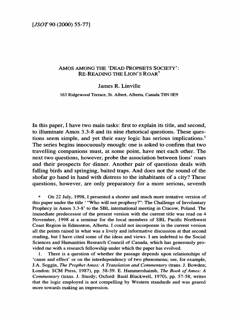 Amos Among The 'Dead Prophets Society | PDF | Bible | Prophecy