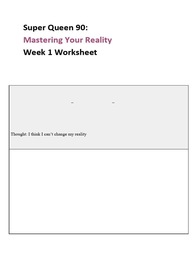 SQ90 - Mastering Your Reality Worksheet | PDF