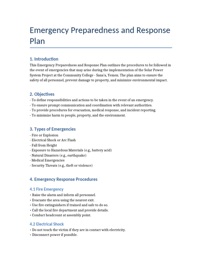 Emergency Plan Community College Sanaa | PDF | Emergency Management ...