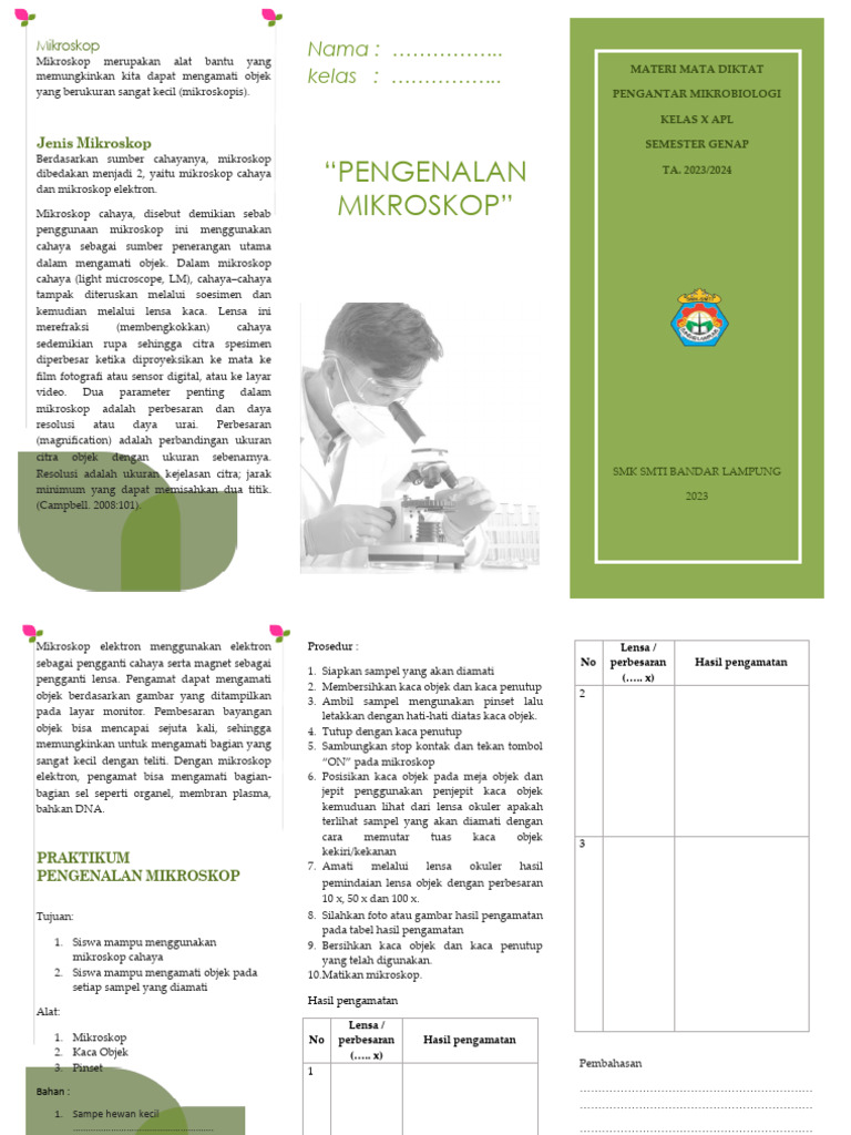 Modul Praktik Mikroskop 2023-2024 | PDF