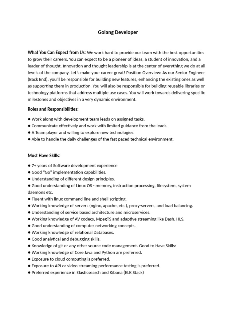 Golang Developer | PDF