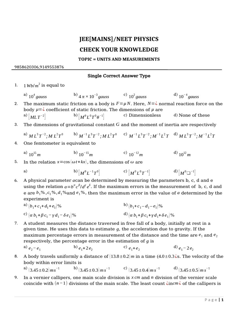 Units and Measurements-1 Edited | PDF | Quantity | Physics