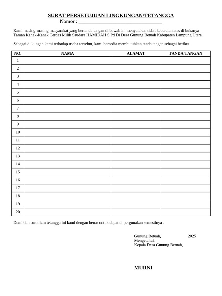 Surat Persetujuan Lingkungan | PDF