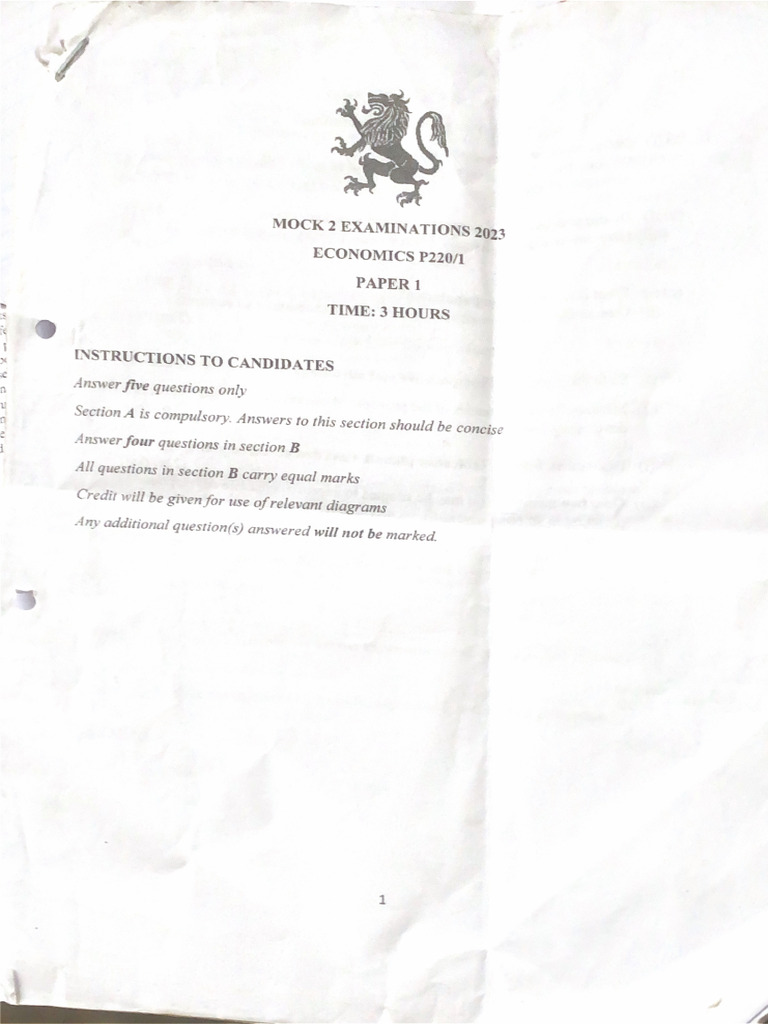 Mock 2 Econ Paper 1 | PDF