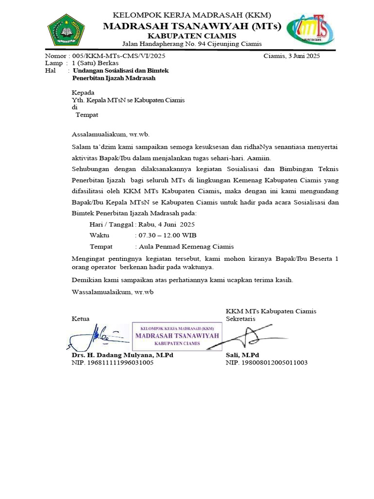 Surat Bimtek Ijazah 2025 | PDF