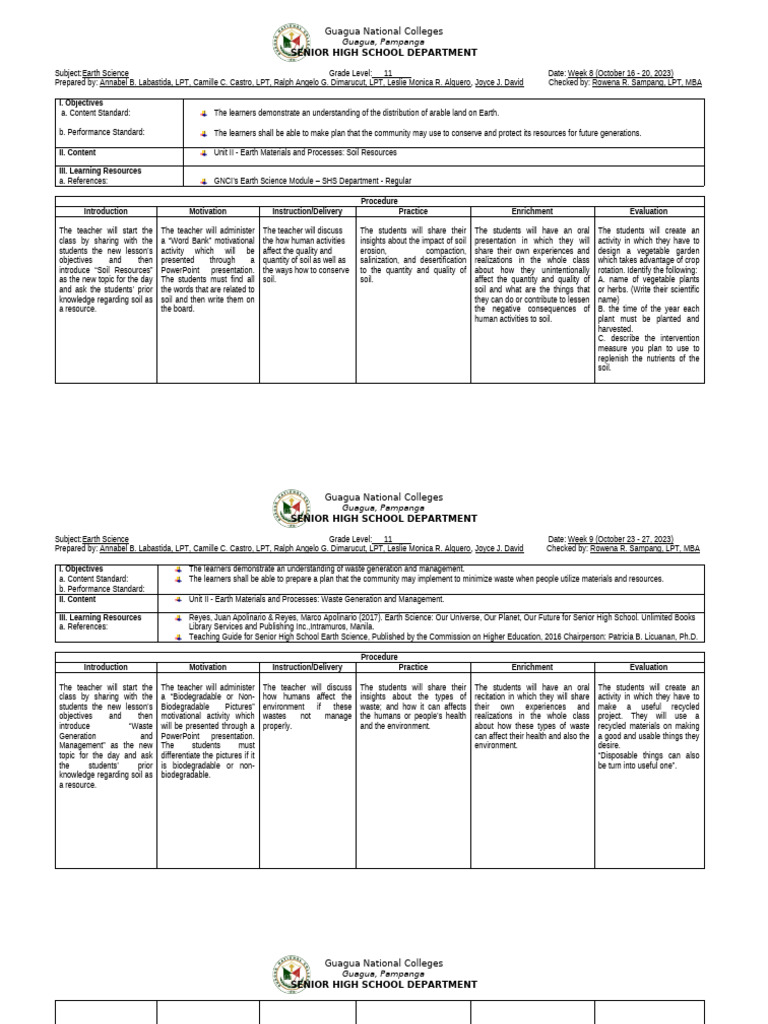 Learning Plan-Earth Science | PDF | Soil | Biodegradation