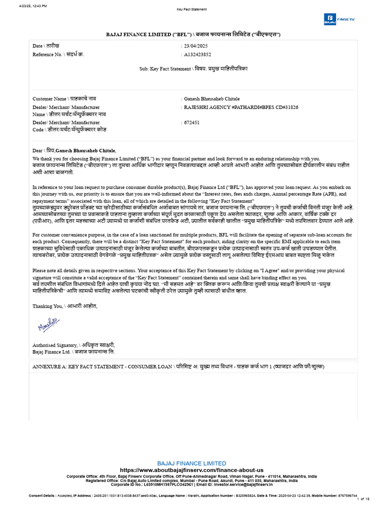 Key Fact Statement | PDF