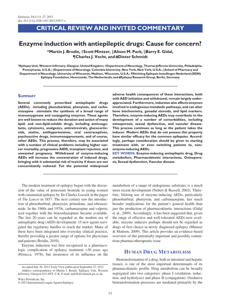 Epilepsia - 2012 - Brodie - Enzyme Induction With Antiepileptic Drugs ...