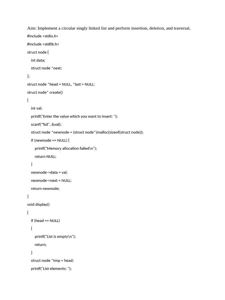 Circular Singly Linked List And Poly Mul Pdf Computer Science Algorithms And Data Structures