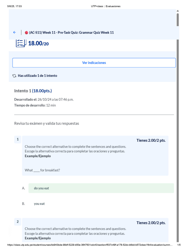 ? (AC-S11) Week 11 - Pre-Task Quiz Grammar Quiz Week 11 | PDF