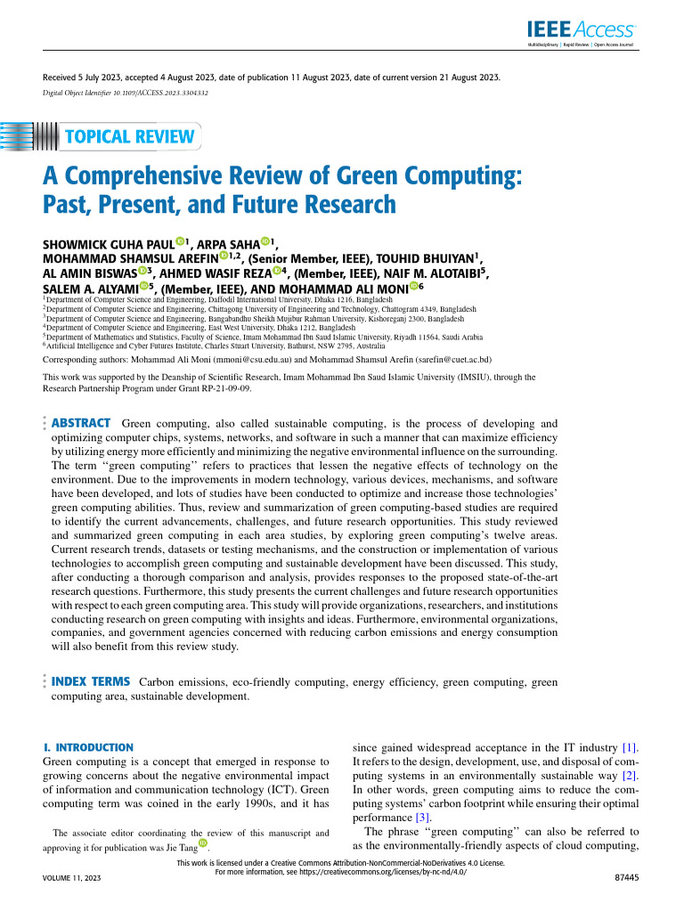 A Comprehensive Review of Green Computing Past Present and Future Research | PDF | Efficient ...