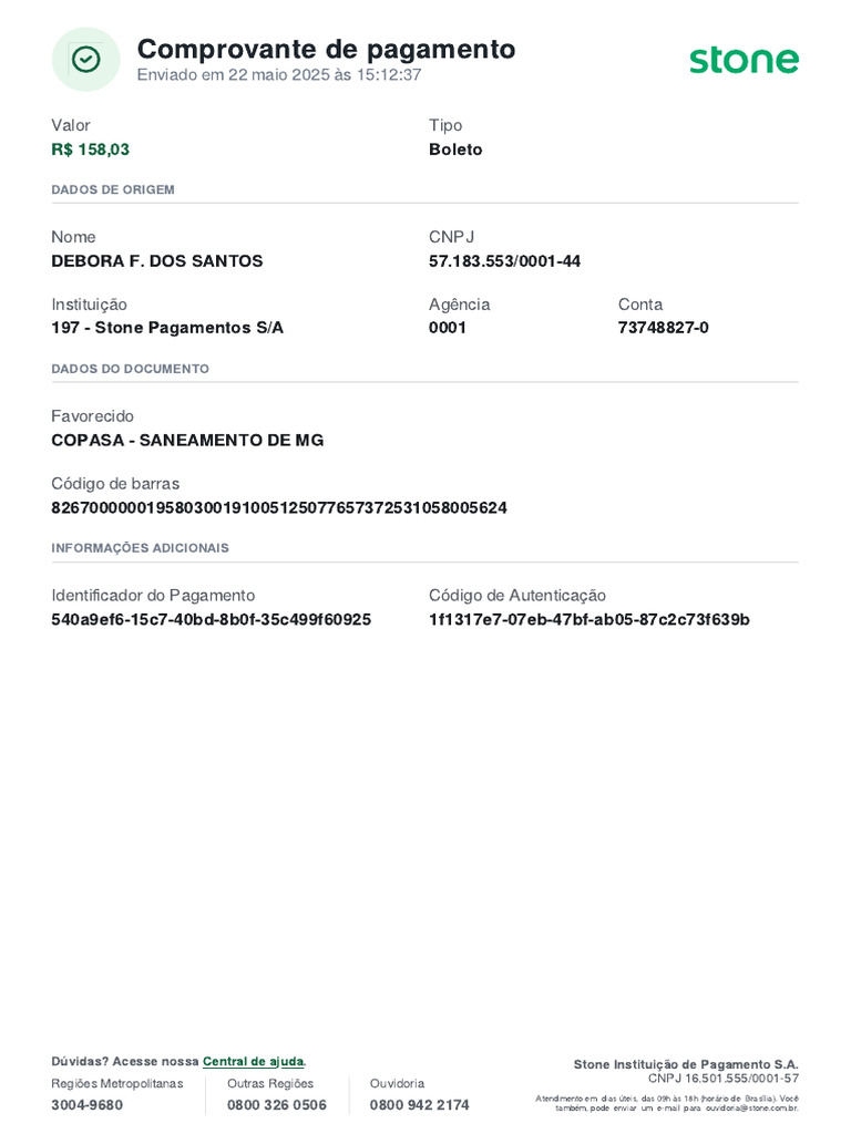 Comprovante de Pagamento - Stone-1 | PDF
