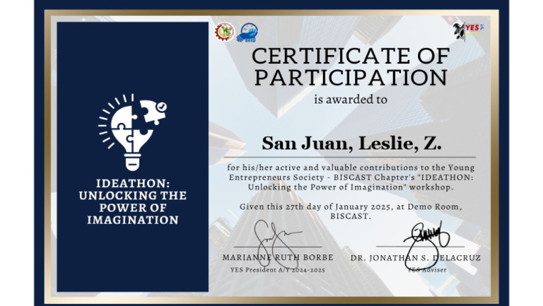 IDEATHON E-Certificate | PDF