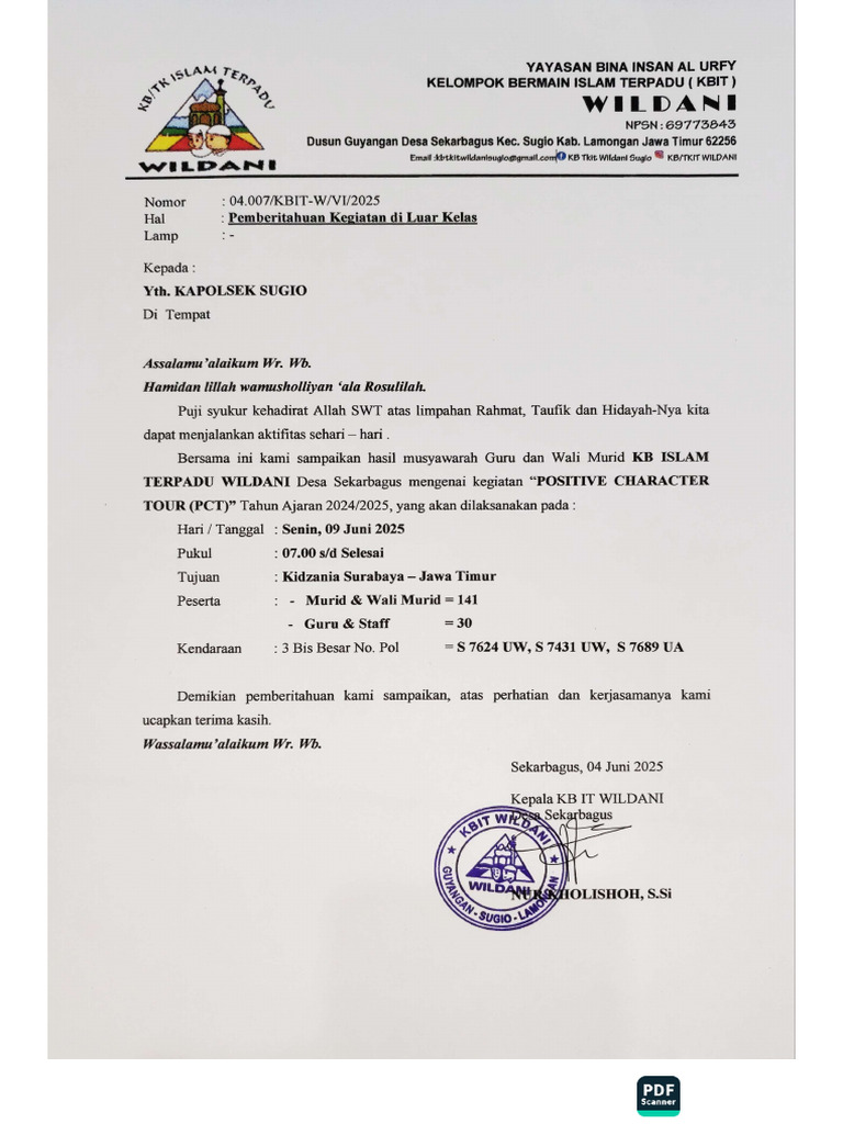 Pemb. Outing Class Kapolsek | PDF